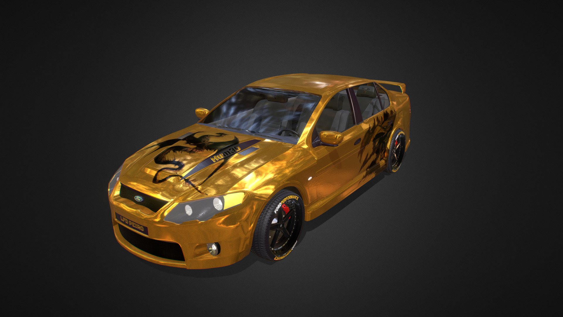 Golden Ford Falcon, Hum3D Car Render Challenge - 3D model by Florian ...