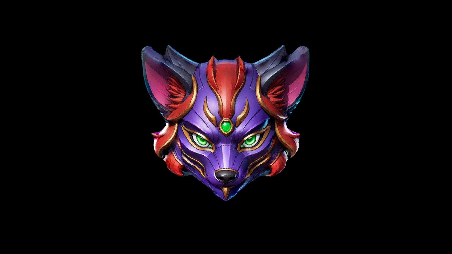A digital drawing of a wolfs head with purple sk - Download Free 3D ...