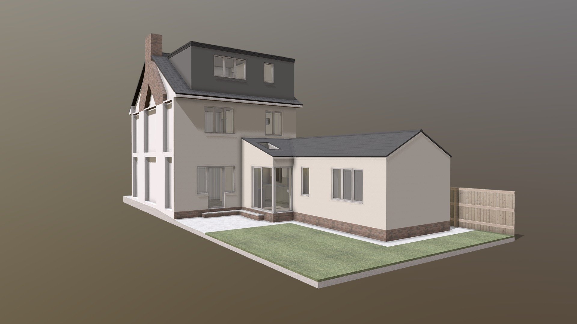 Hip-to-gable roof conversion and rear extension - 3D model by Somerset ...