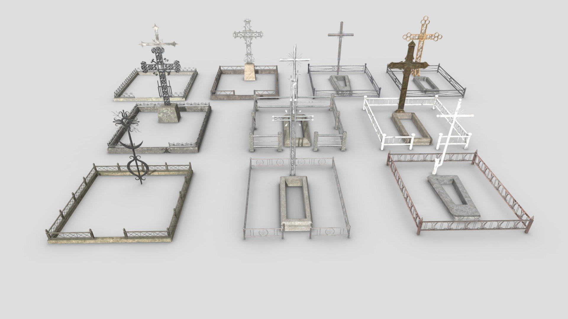 Old Metal Crosses and Graves | Preview - 3D model by PropDrop ...