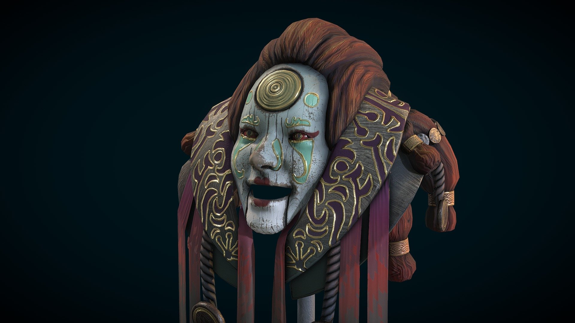 Japanese mask - 3D model by Arkady Nabirenkov (@Nabirenkov) [acdb7d8 ...