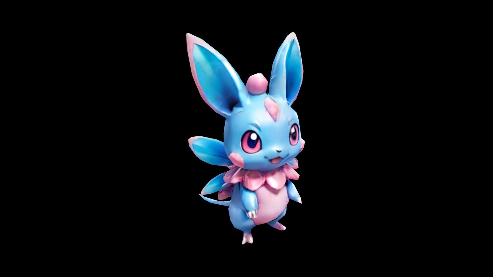 "Whimsical Azure Rabbit with Pink Whiskers and P - Download Free 3D ...