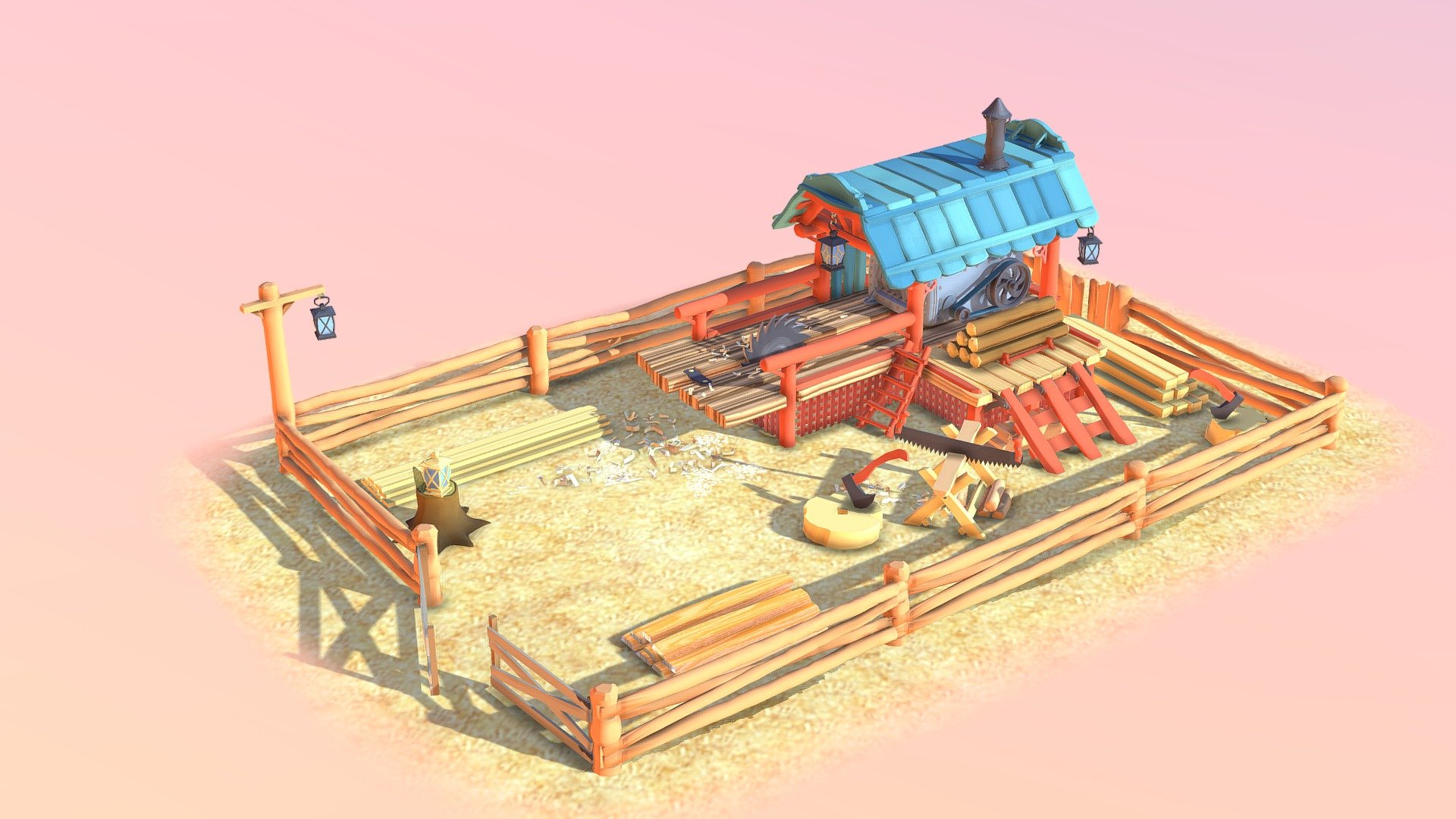 Cartoon Sawmill - 3D model by Sanya Laneev (@lansvision2) [acdfa0d ...
