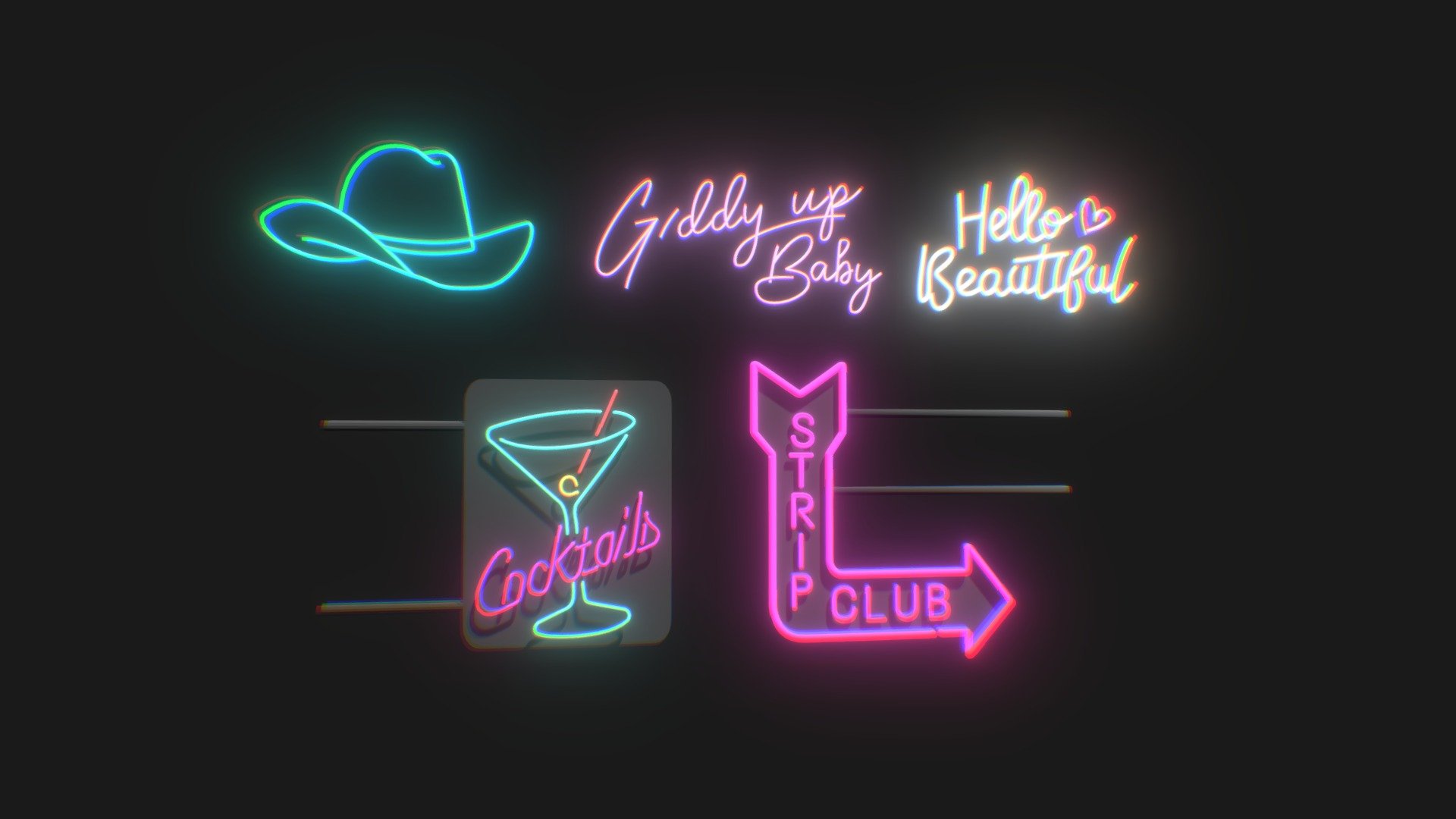 Neon Sign Collection - Buy Royalty Free 3D model by Victoria Billings ...