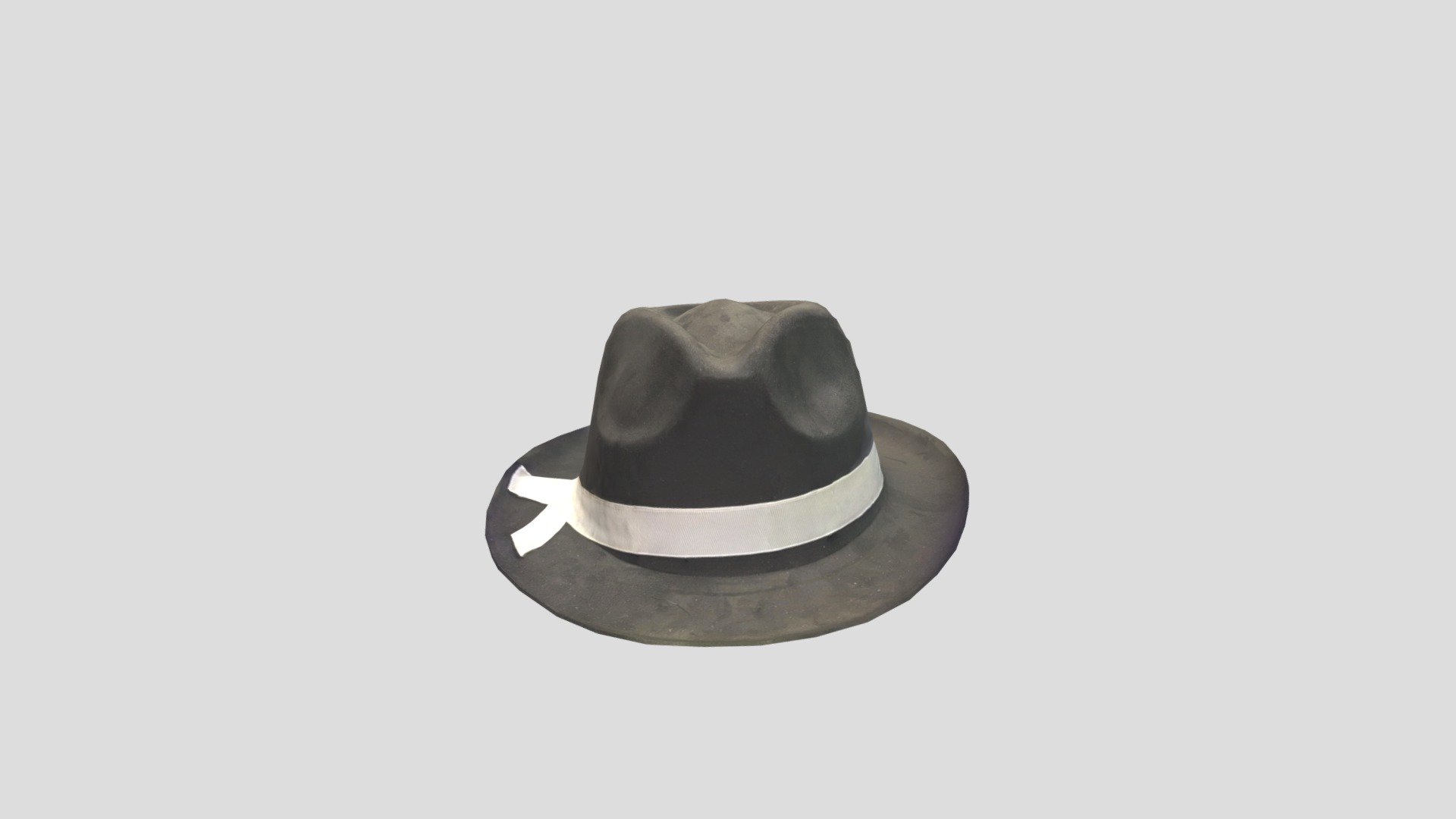 Black Fedora Hat With White Ribbon - Download Free 3D model by David ...