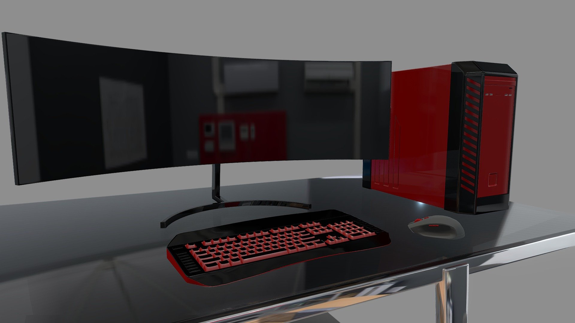 Gaming PC with Curved Monitor - Download Free 3D model by SINNIK ...