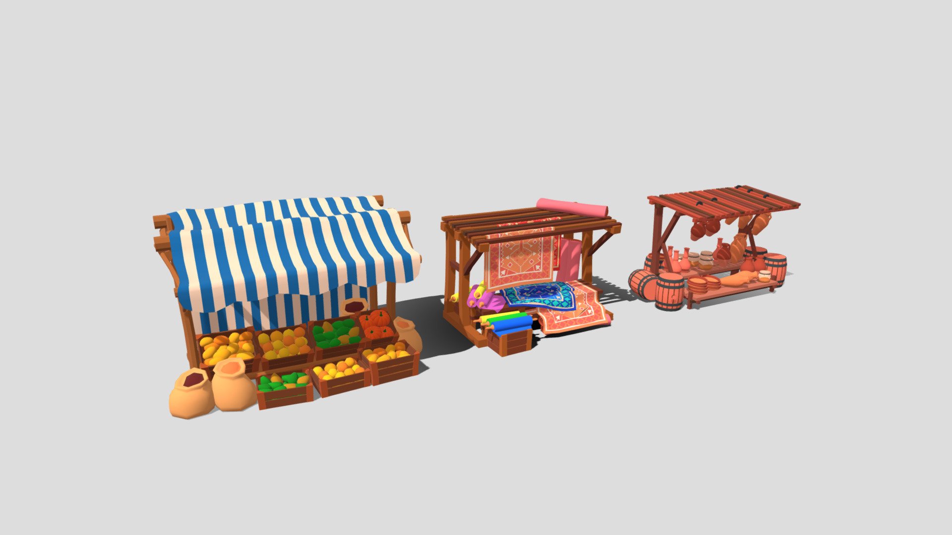 Low poly Market Stall pack - Download Free 3D model by assetfactory ...