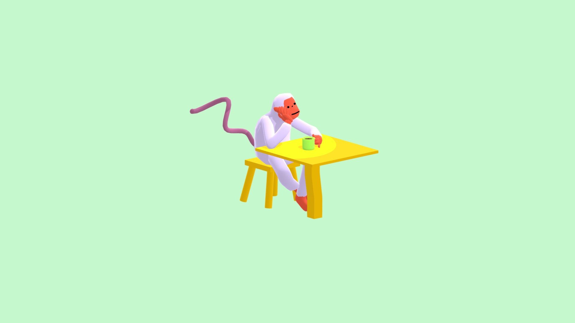 Monkey Sipping Coffee - Download Free 3D model by whiming [ad1ee31 ...