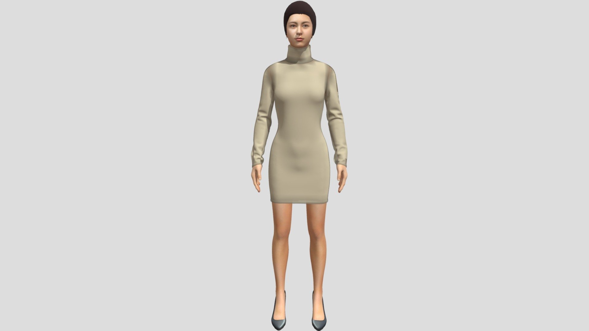 Women's form-fitting waist dress女式合体收腰连衣裙 - Download Free 3D model by ...