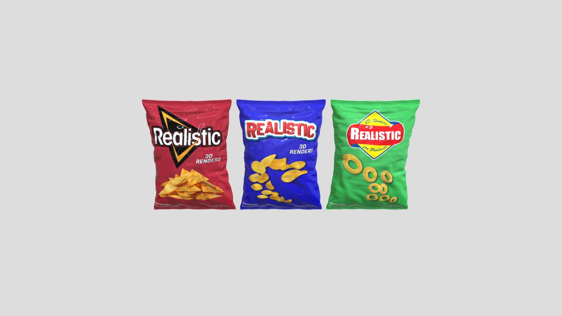 Snack Bags - Realistic 3D Rendering for Products - 3D model by ...