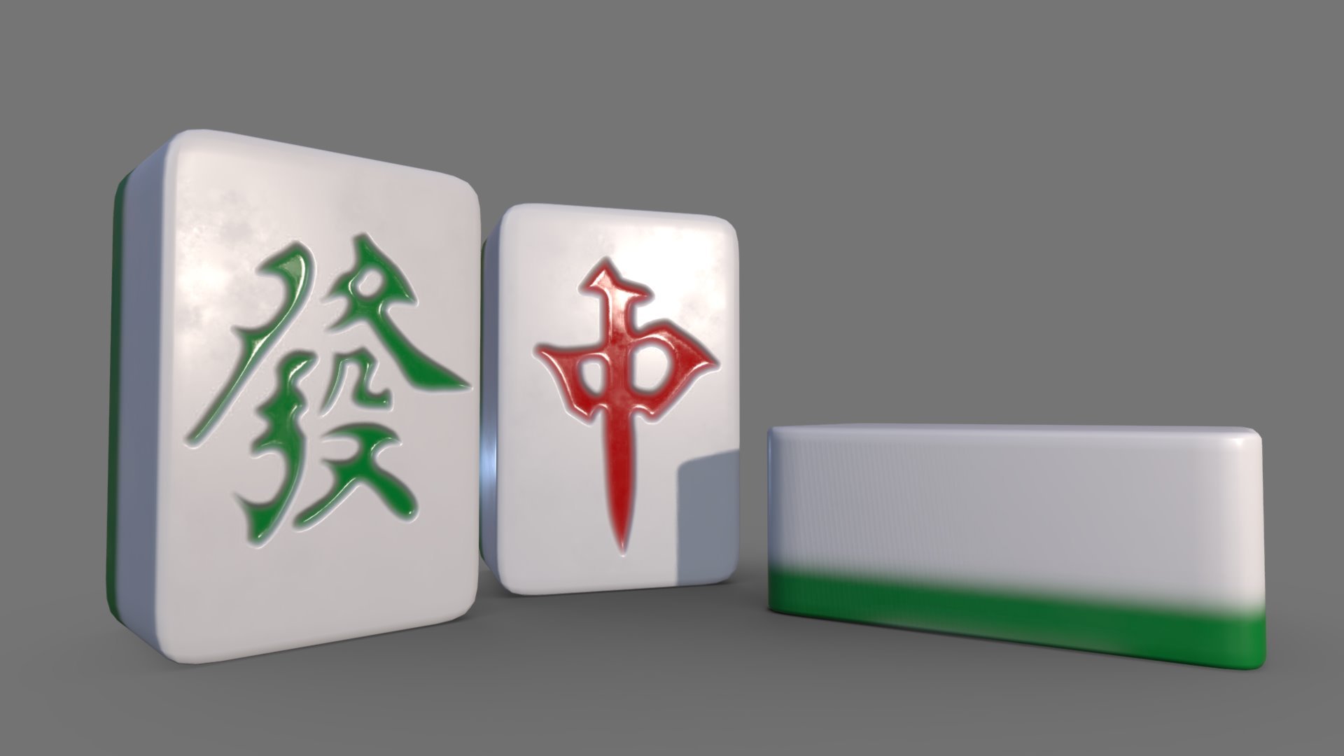 Mahjong "San Yuan" " Zhong , Bai , Fa" - 3D model by Hakohi ...