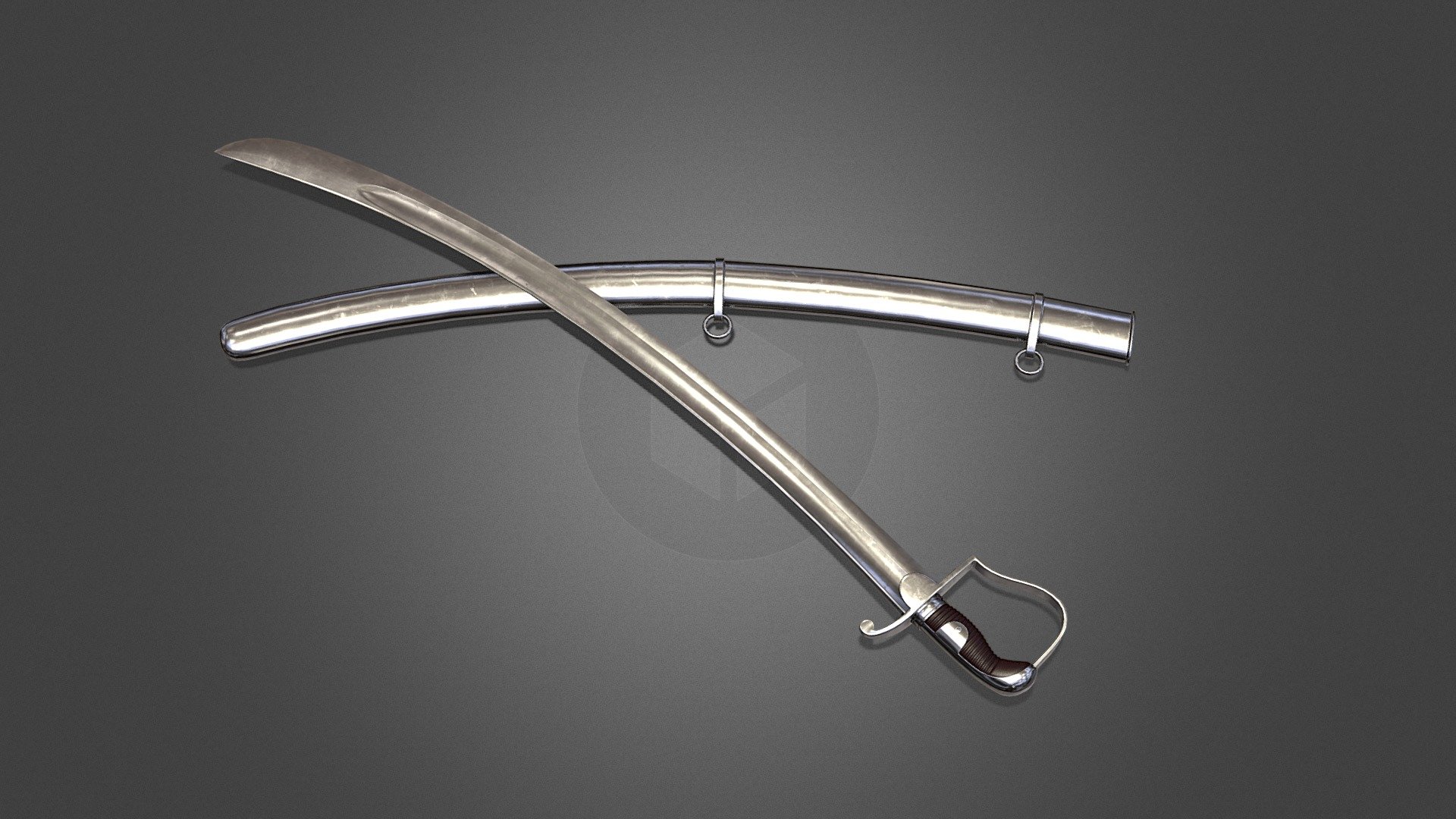 1796 Light Cavalry Sabre Lowpoly with Scabbard - Download Free 3D model ...