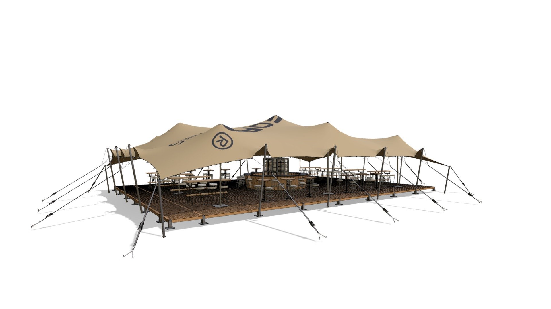 20m x 15m - Bar Setup - 3D model by FREEFORM® STRETCH TENTS ...