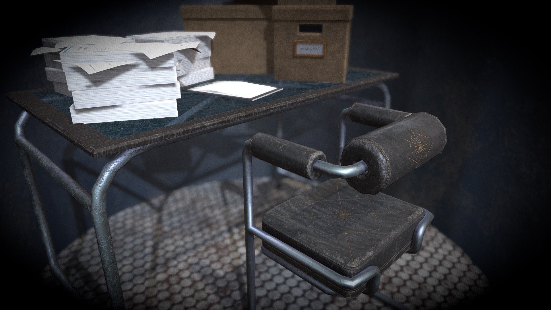 Modern chair and table (Post-apocalypse) - Download Free 3D model by ...