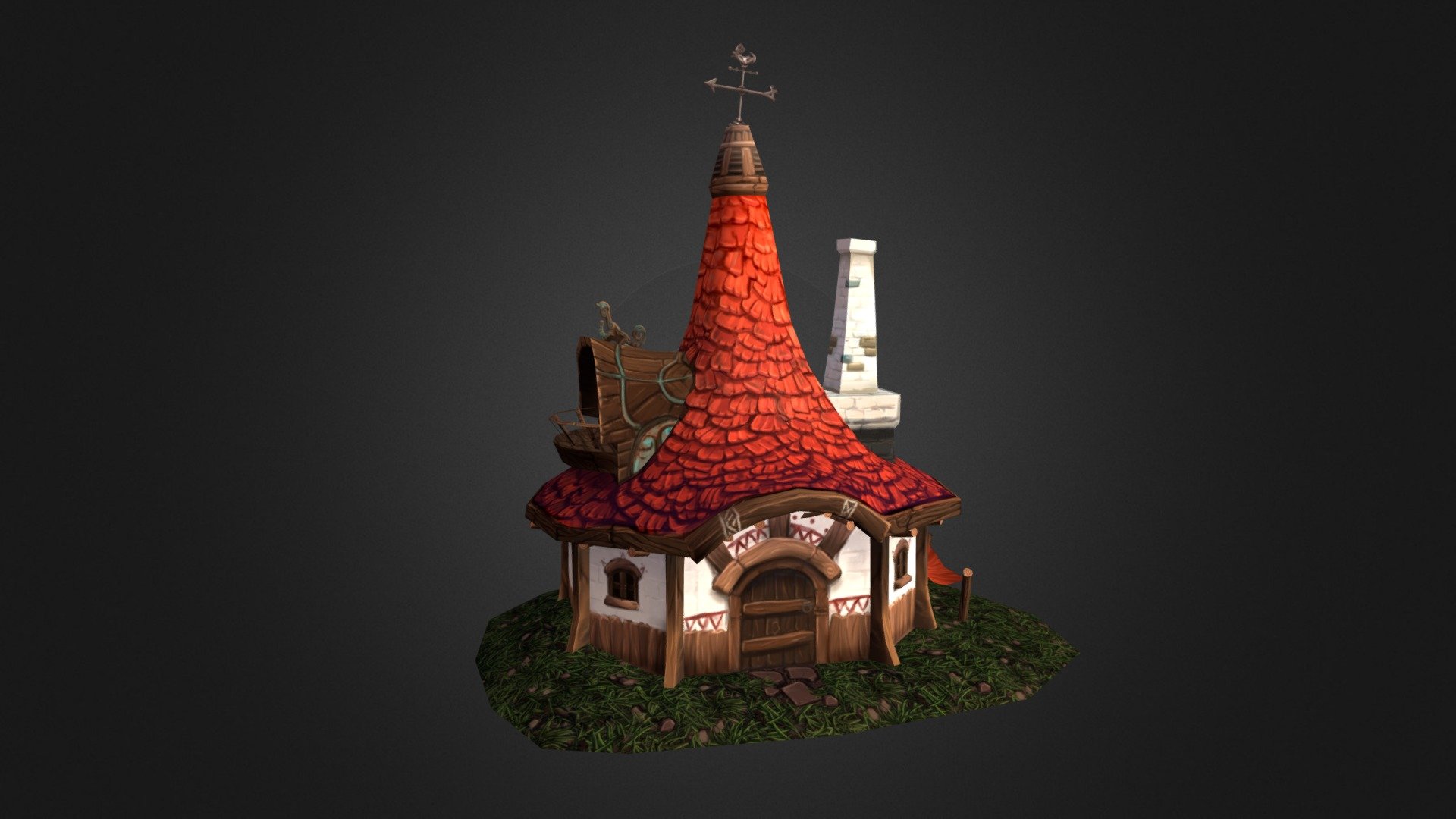 Hand-Painted House - 3D model by mbarrettara [ad75c69] - Sketchfab