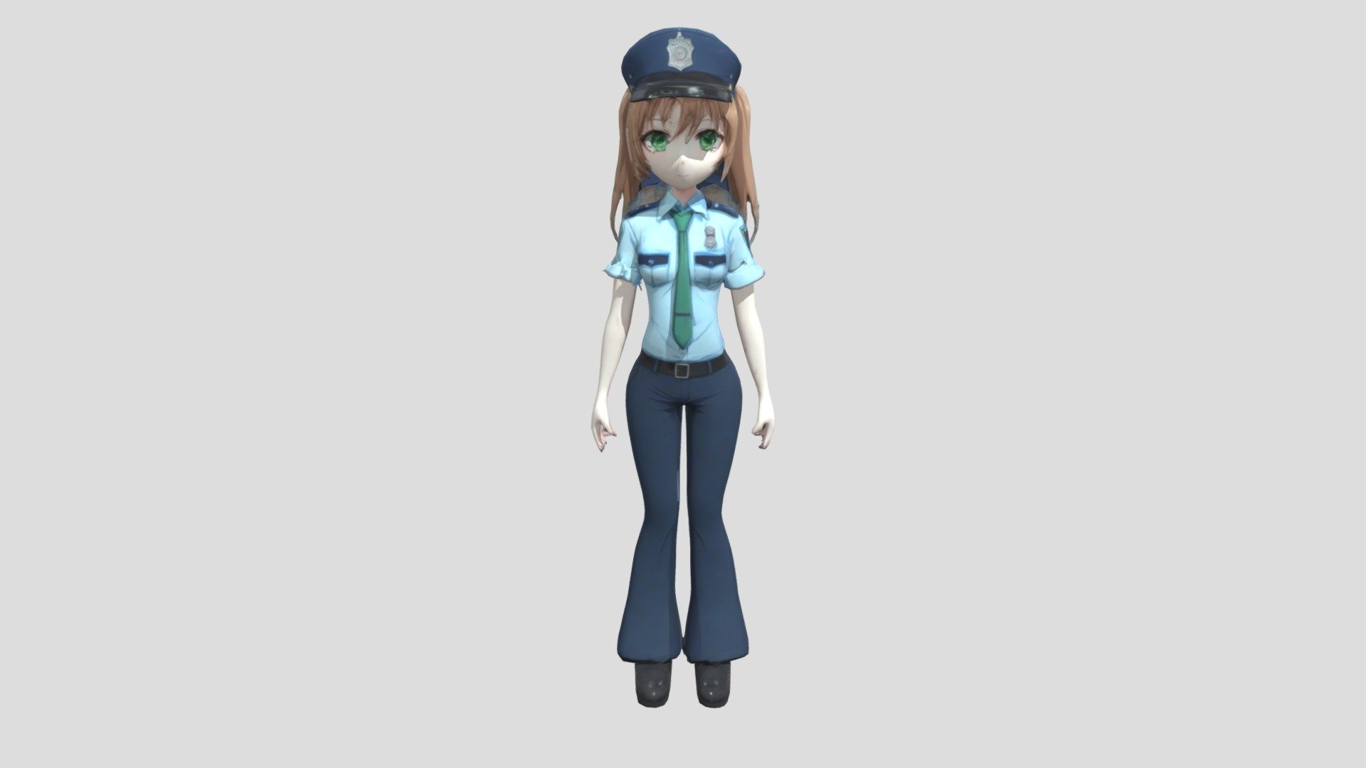 An Anime Police Officer - 3D model by Asia30Animation [ad8aeeb] - Sketchfab