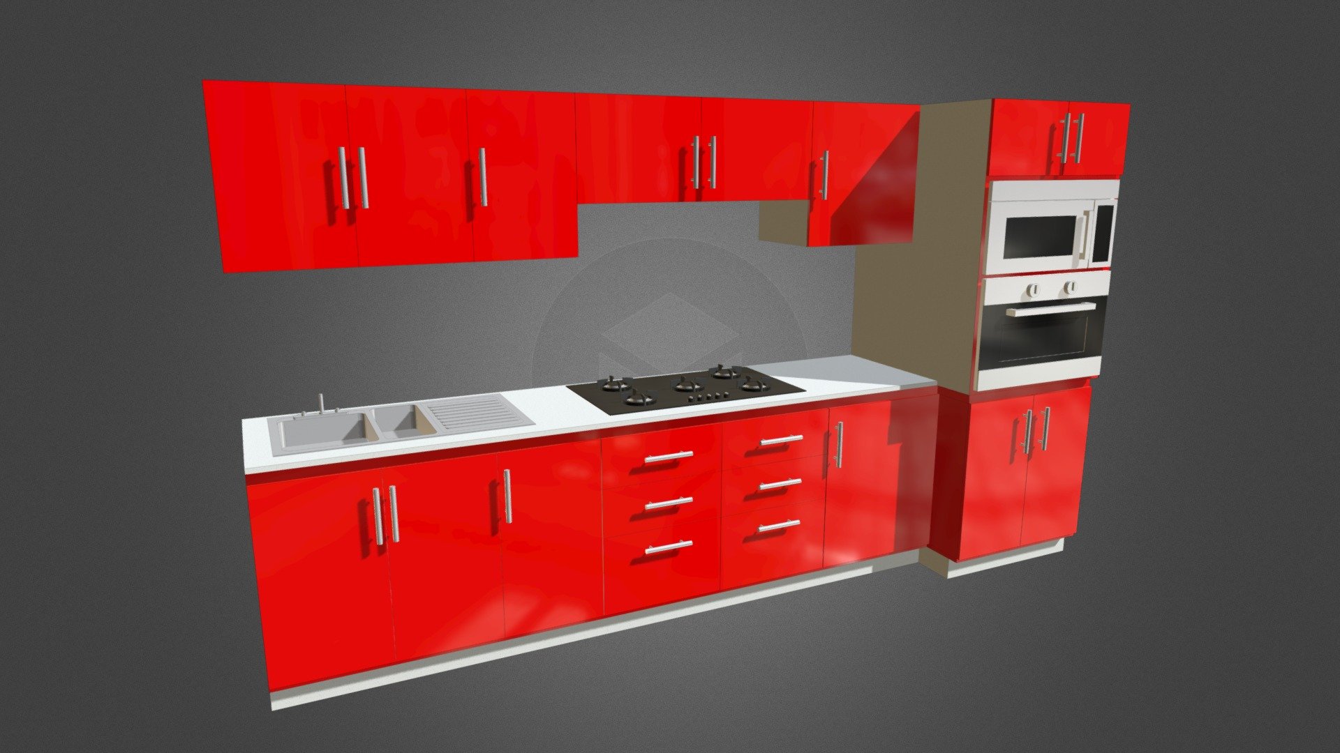 Full Red Kitchen - 3D model by vikloera [adafd78] - Sketchfab