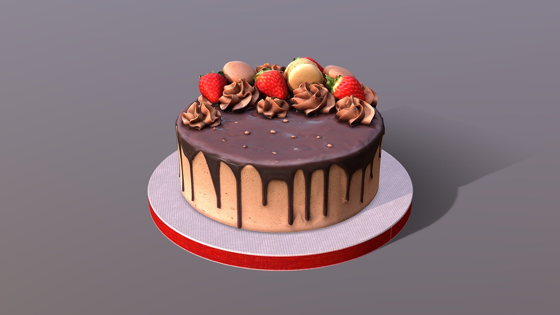 Chocolate Strawberry Drip Cake - Buy Royalty Free 3D model by Cakesburg ...