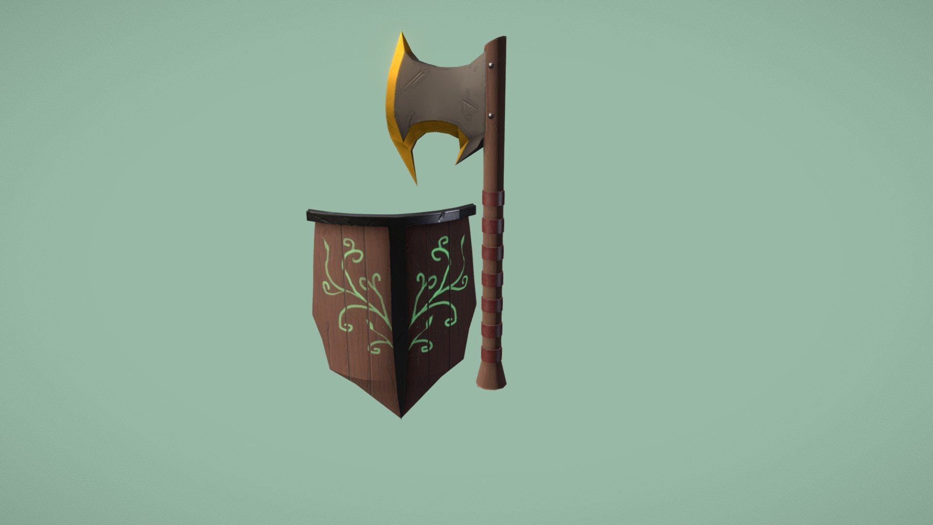 Battle Axe and Shield - 3D model by Kim Baker (@Kim_Baker) [adbb1f6 ...
