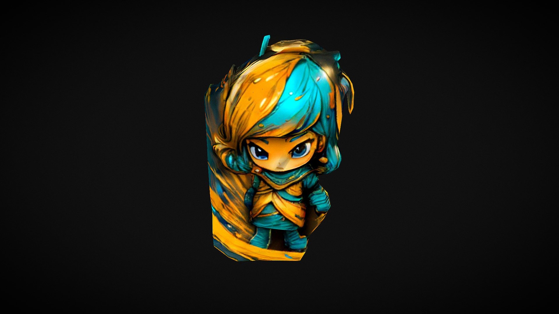 "Electric Blue Hair Joy" Hair Cartoon Azure Orga - Download Free 3D ...