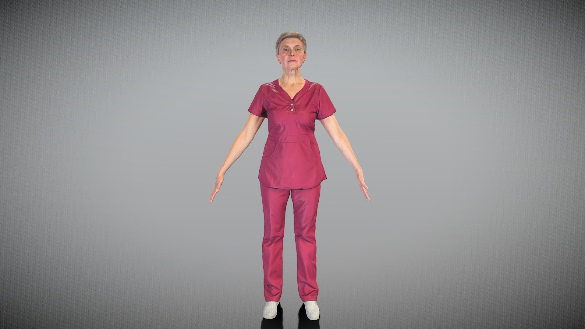 Nurse in pink uniform ready for animation 447 - Buy Royalty Free 3D ...