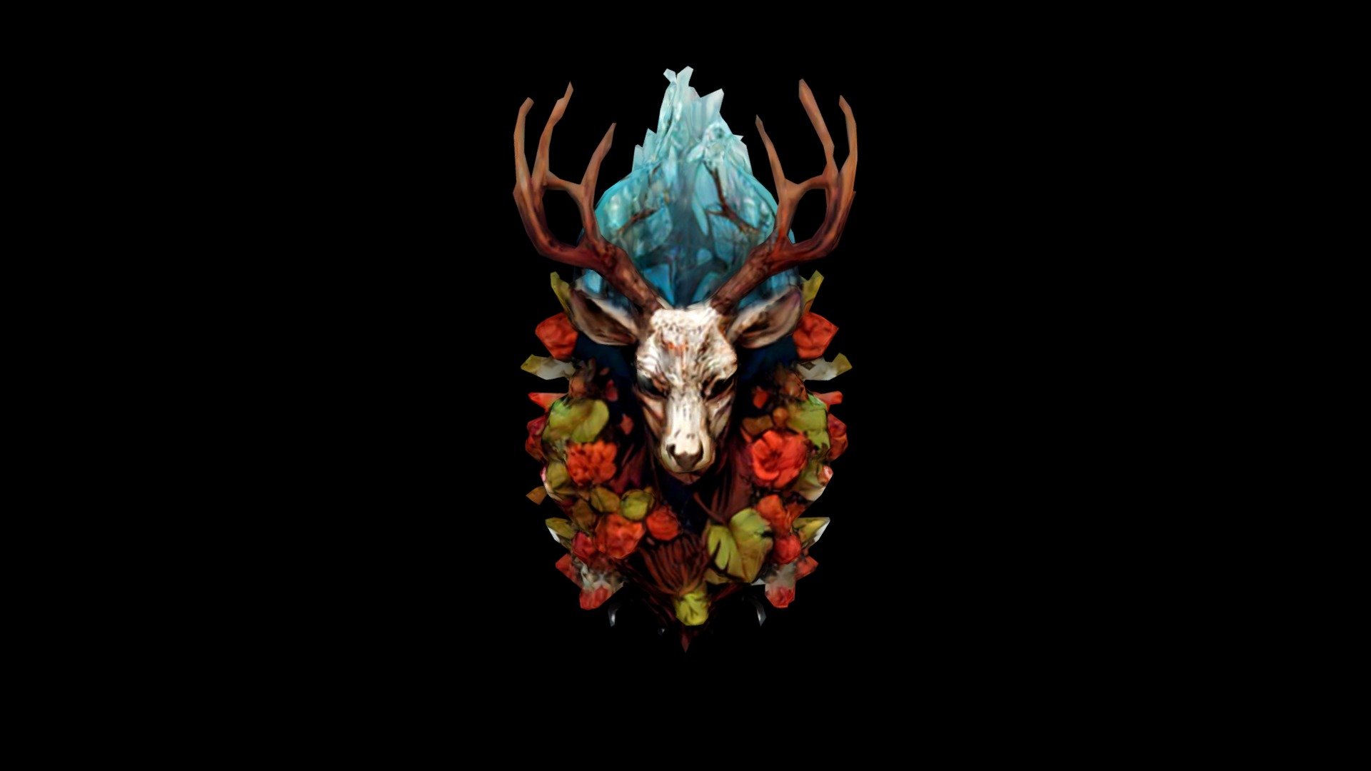 A poster of a stag adorned with foliage and flow - Download Free 3D ...