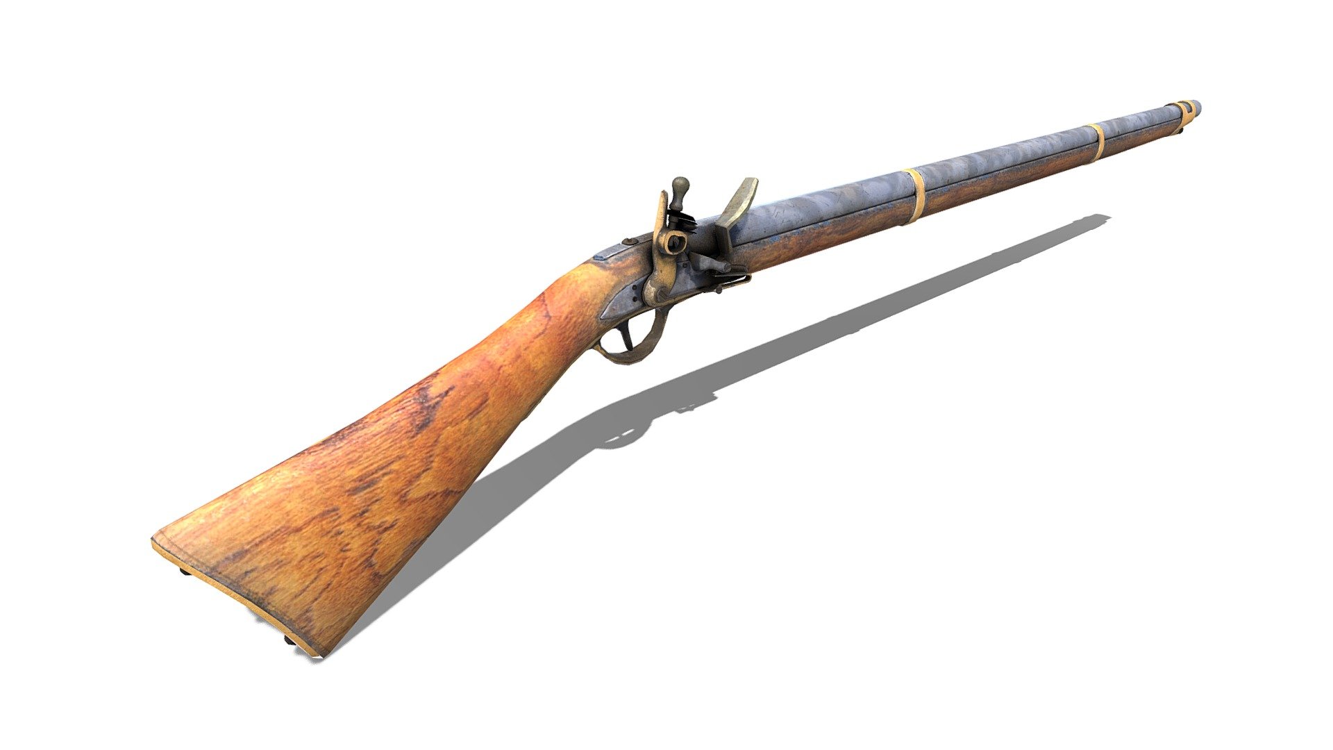 Old Antique Flint-lock Rifle / Gun - Buy Royalty Free 3D model by ...