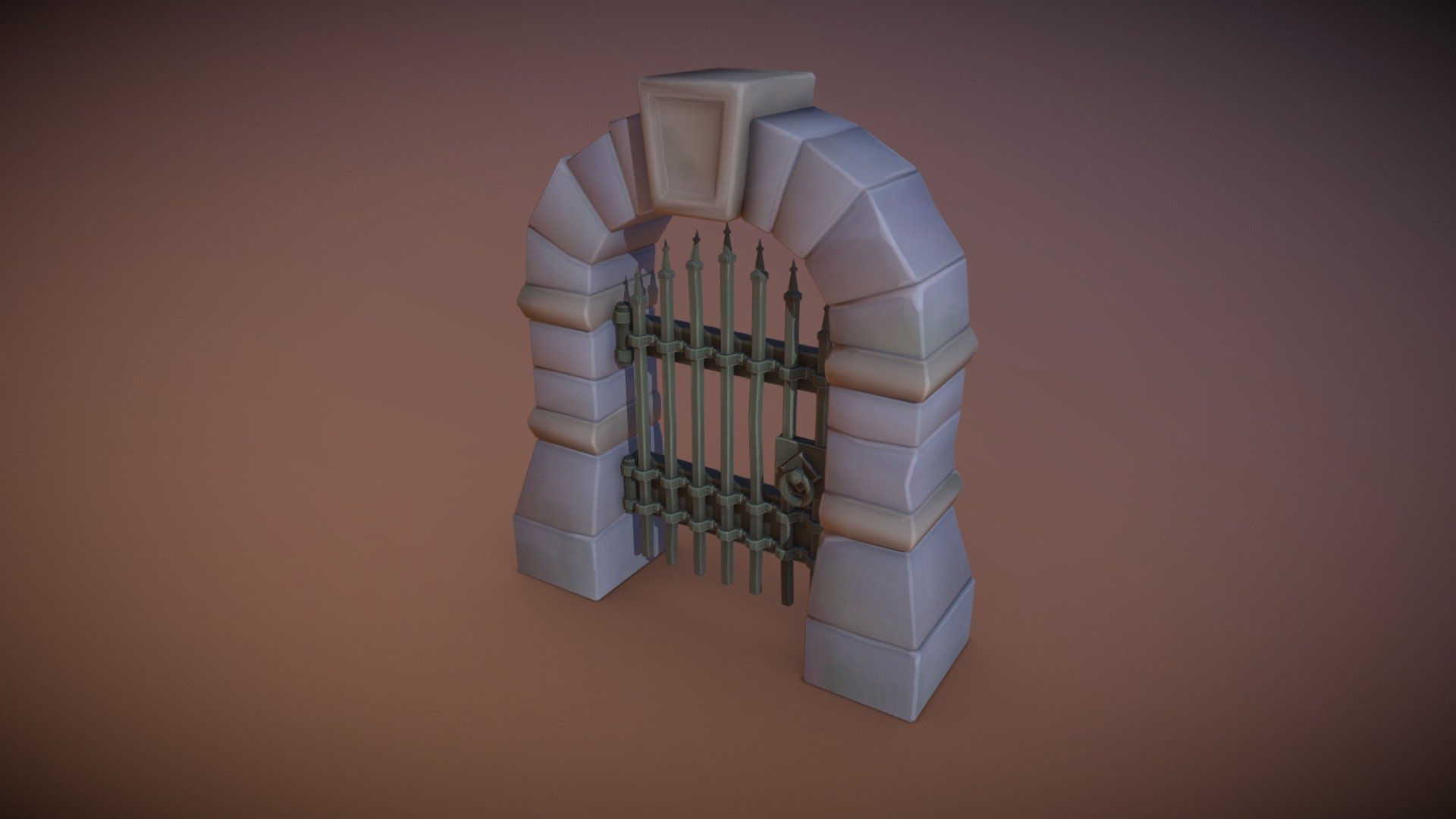 Stone Arch with Gate - Hand Painted - 3D model by chrisrossx [adea0d7 ...