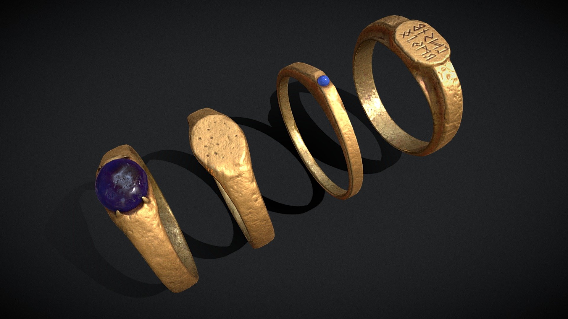 Four Medieval Rings - Buy Royalty Free 3D model by GetDeadEntertainment ...