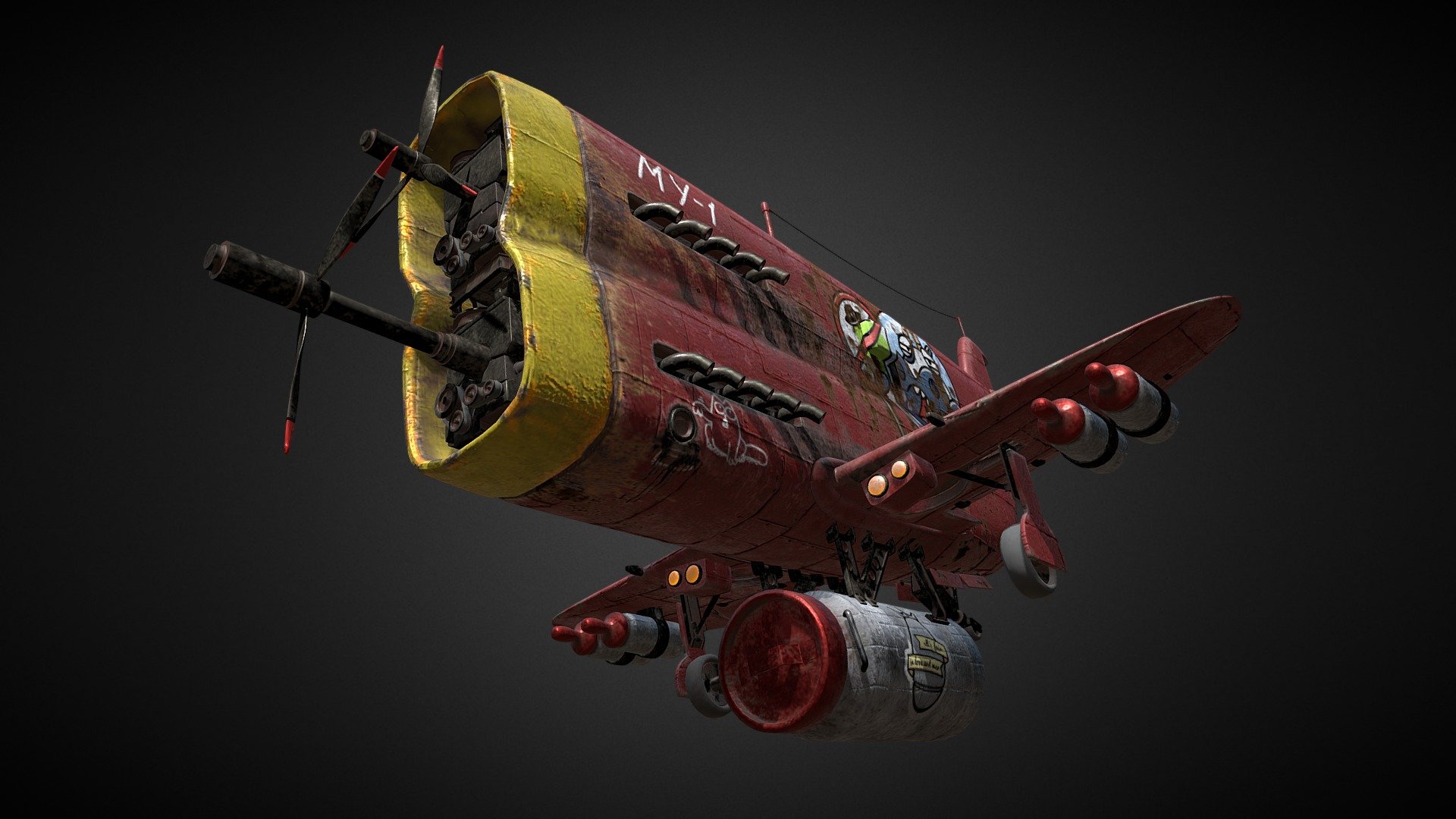 Stylized realistic red airplane - 3D model by 3D_Kod [ae1bf7e] - Sketchfab