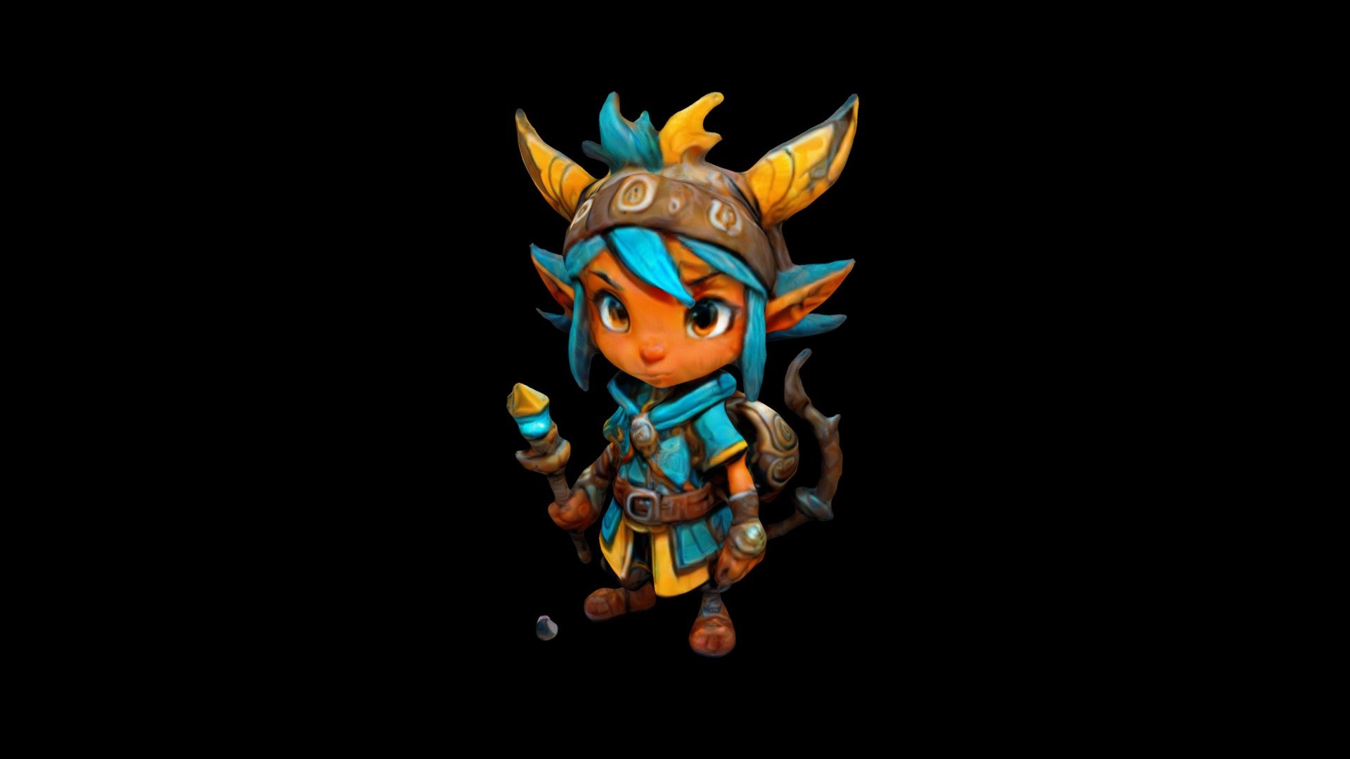 a blue skinned character with horns and a blue t - Download Free 3D ...
