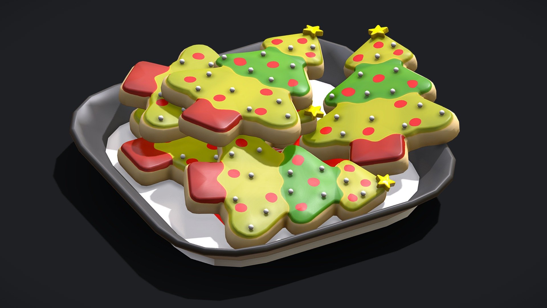 Christmas Tree Sugar Cookies - Buy Royalty Free 3D model by ...