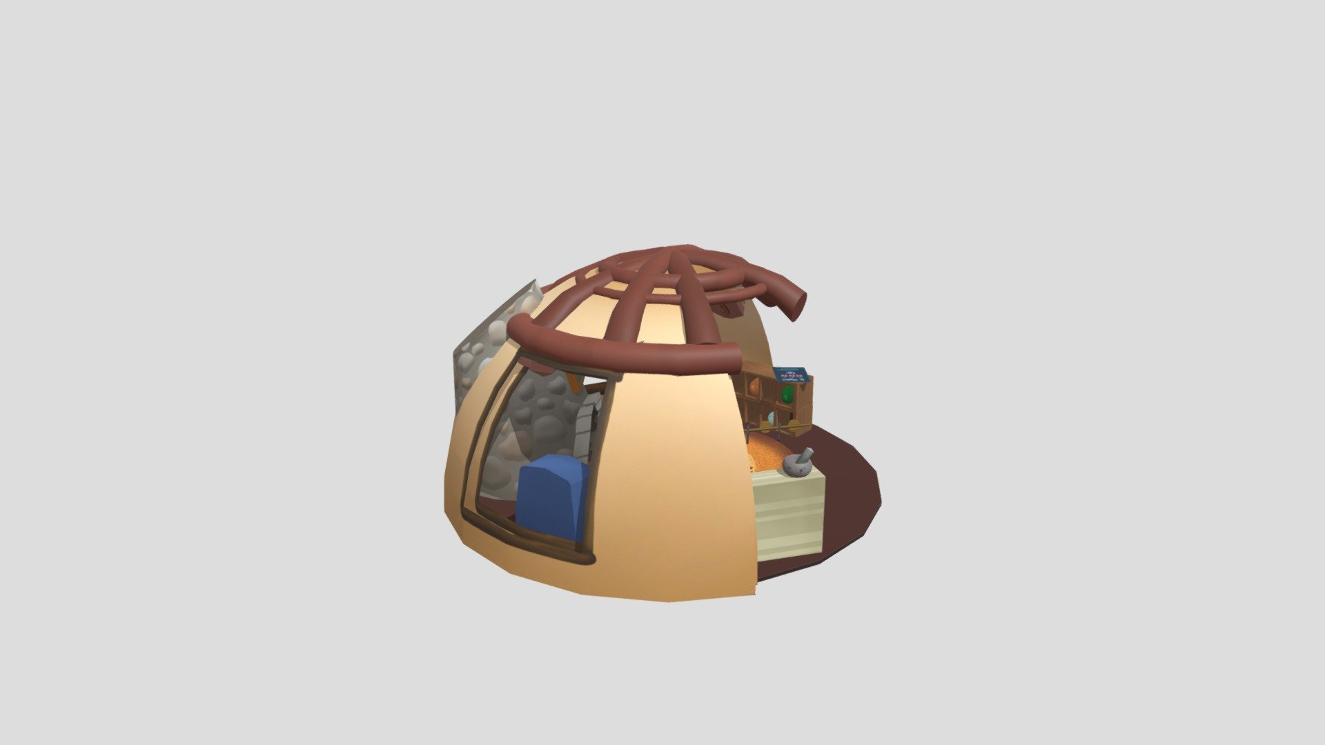 Low Poly Round Room - 3D model by sarahchongks [ae2439a] - Sketchfab