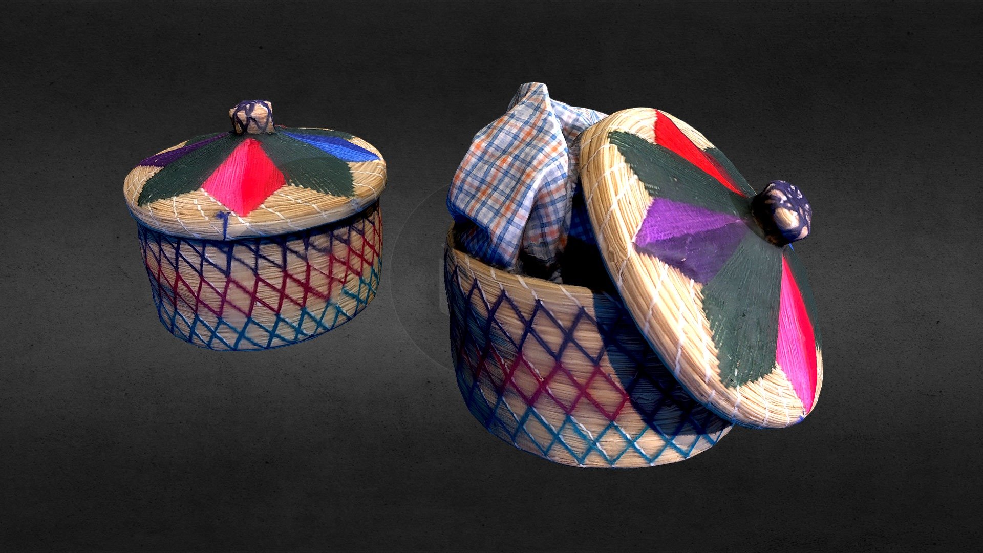 2 baskets for bread or tortillas in the kitchen - Buy Royalty Free 3D ...