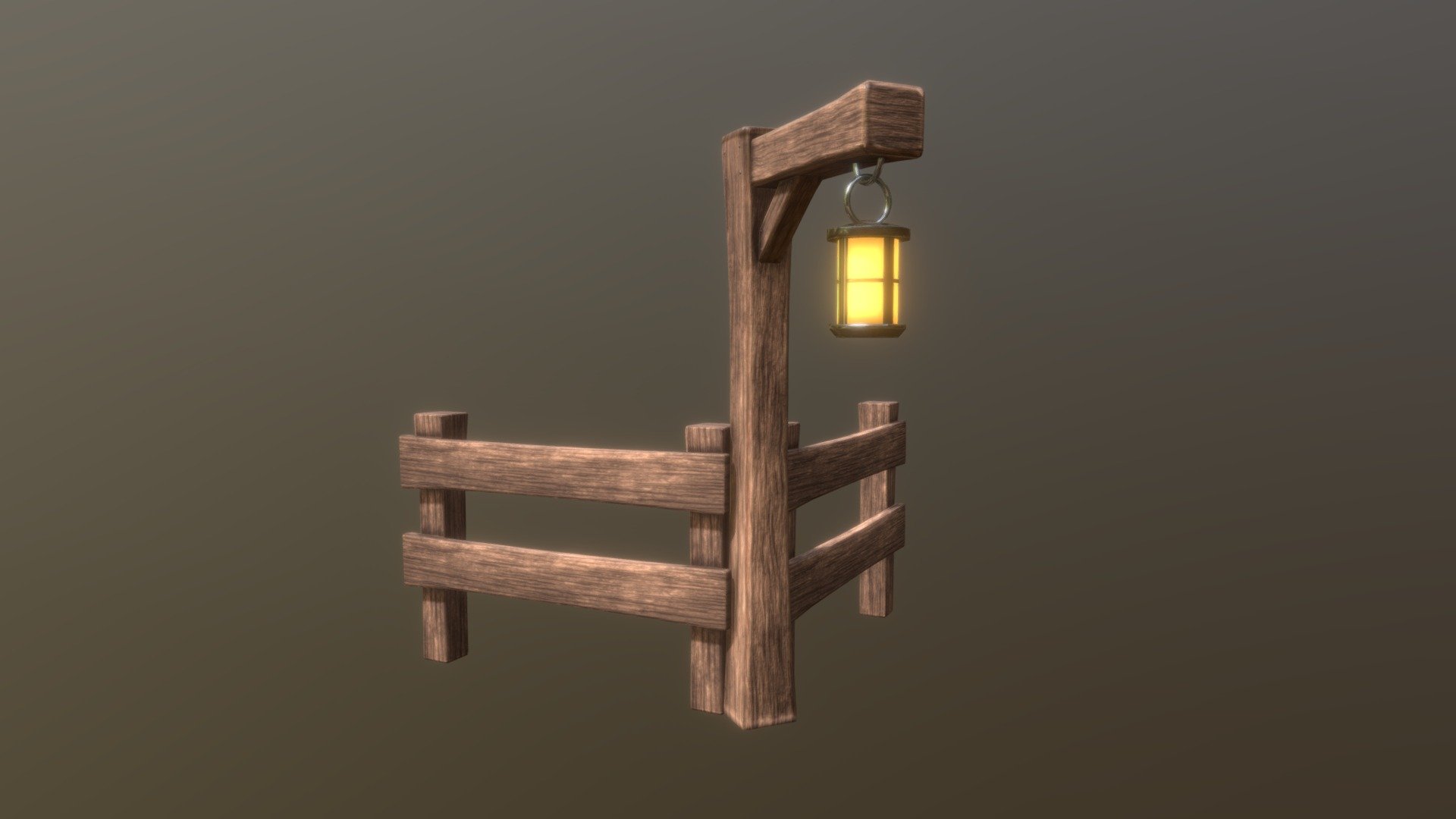 Wooden Lamp Post and Fence Low poly 3D model - Buy Royalty Free 3D ...