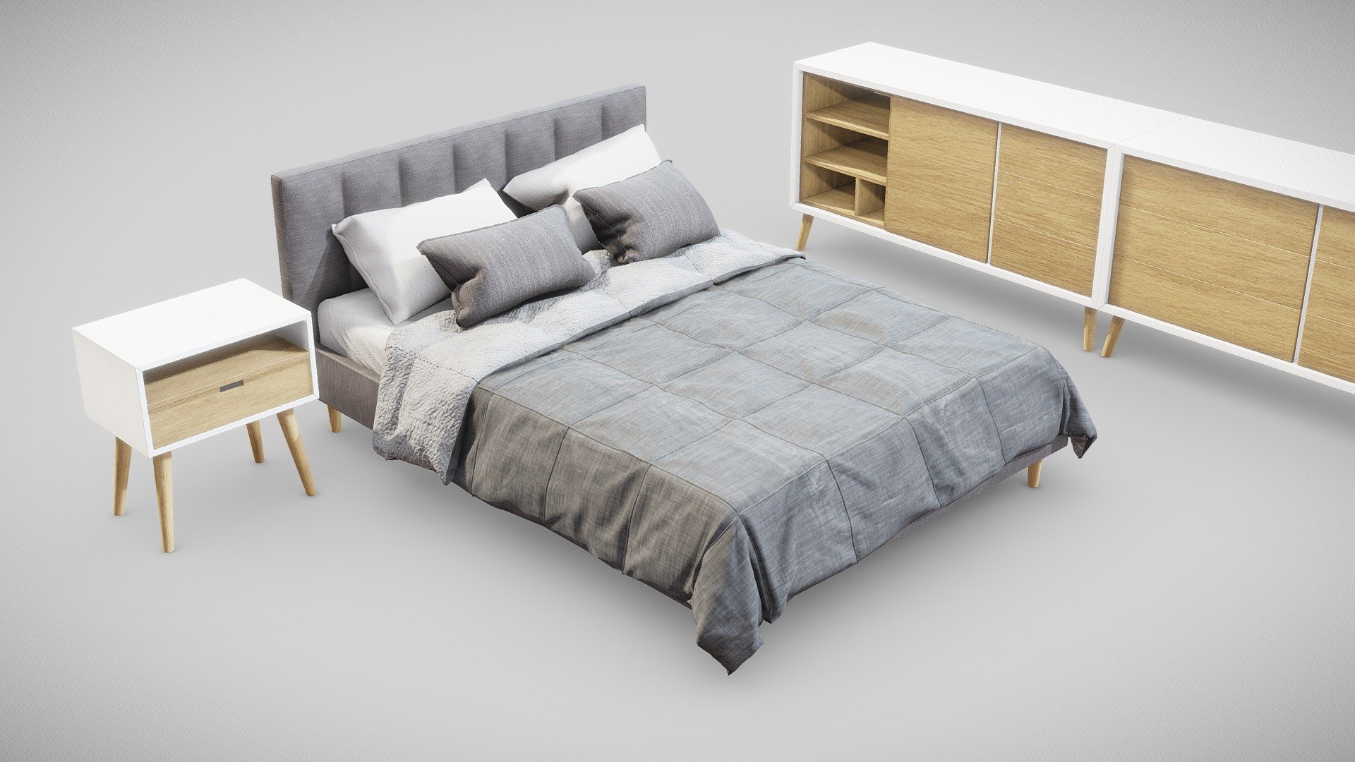 Upholstered Bed Buy Royalty Free 3D Model By 3DECraft ae5e1a7
