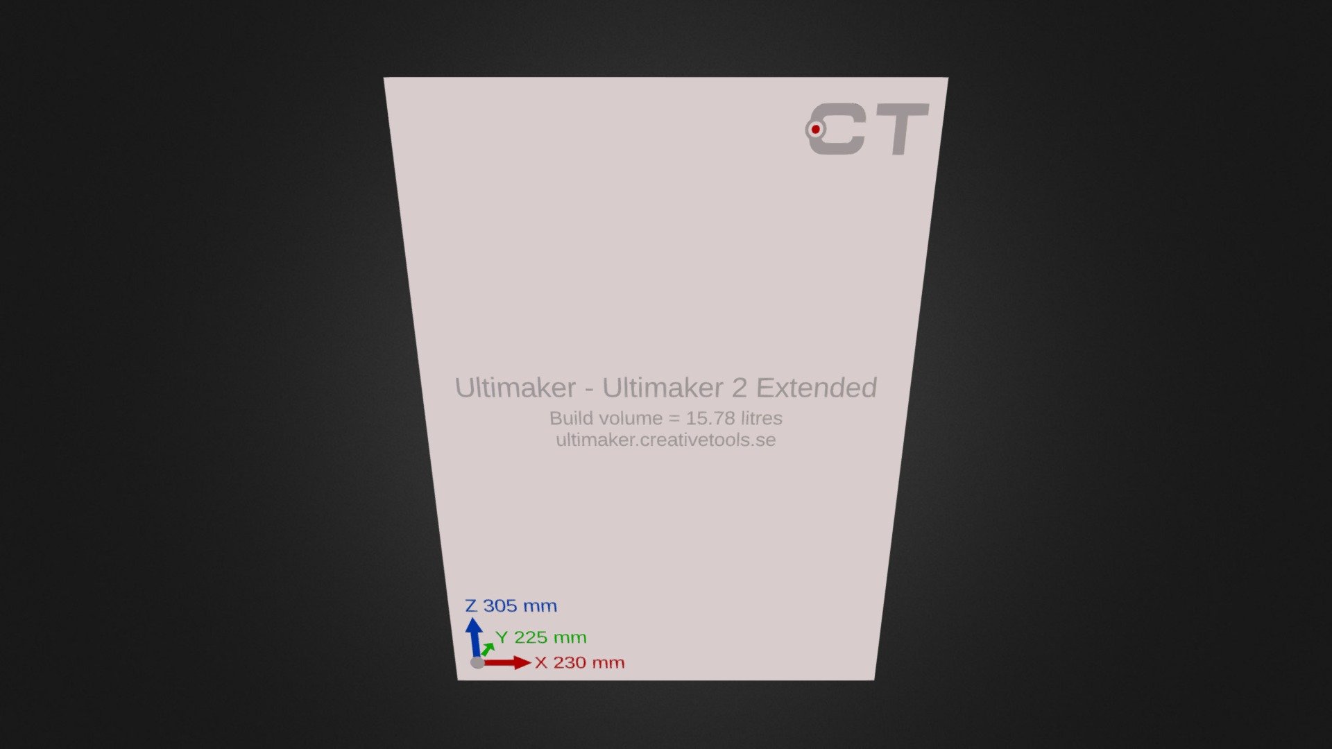 Ultimaker 2 Extended 3D-print Build Volume - Download Free 3D model by ...