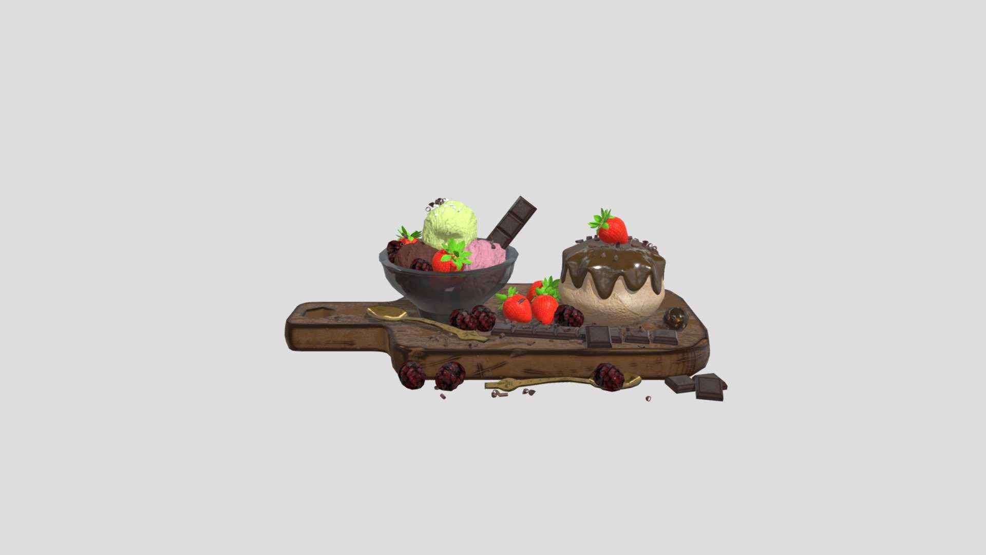 Desert Fruit And Chocolate Ice Cream - 3D model by amir.Soltan (@amir ...