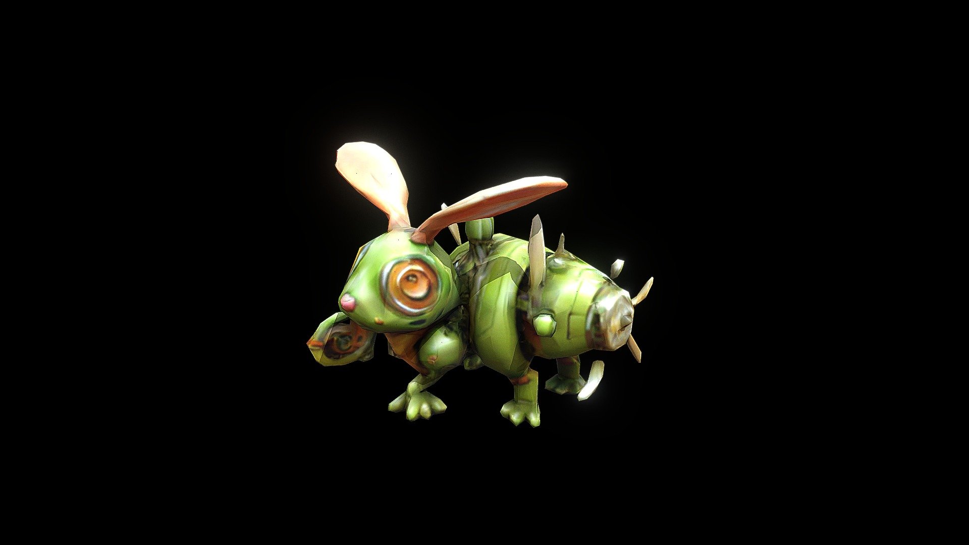a green robotic rabbit with a propeller on it - Download Free 3D model ...