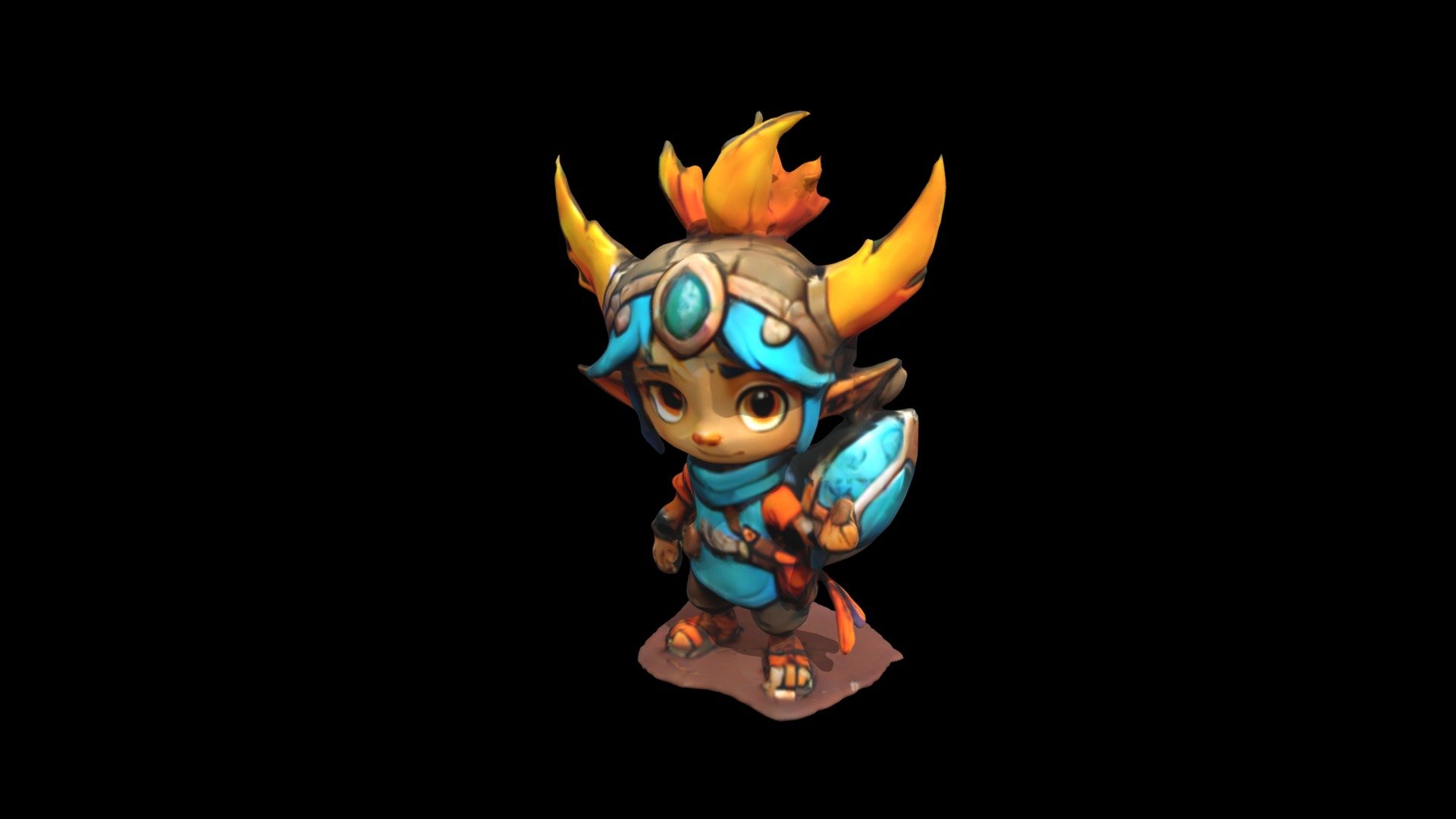 a cartoon character with blue hair and orange - Download Free 3D model ...