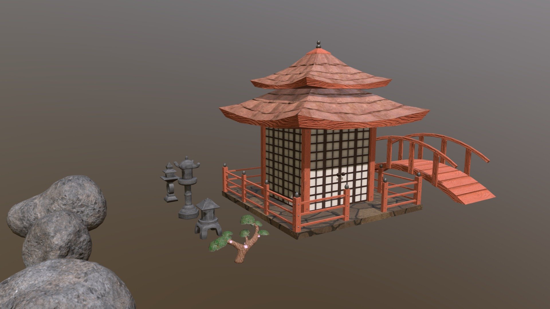 Lowpoly Japanese Garden Props - 3D model by snow_sprite [aea4a3c ...