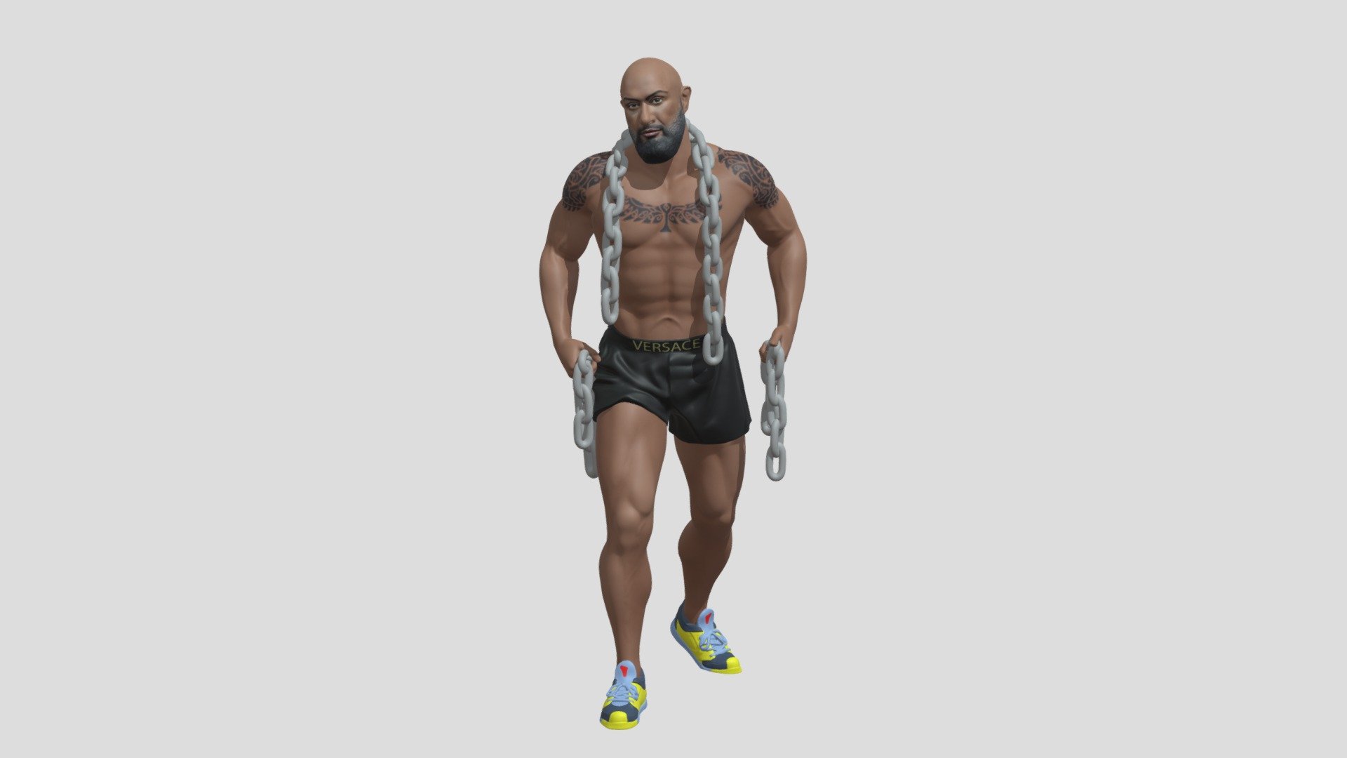 Bodybuilder with chains - 3D model by 3dcopyme [aeb1665] - Sketchfab