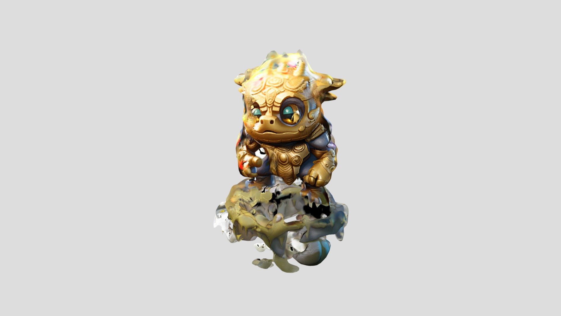 Golden Furry Creature on a Rock A small, gold - Download Free 3D model ...