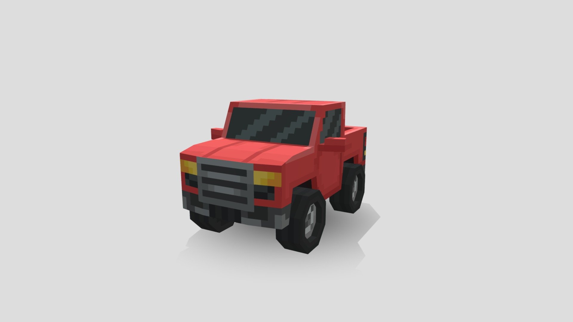 Red pixel-art truck - 3D model by faeeers [aec5e50] - Sketchfab