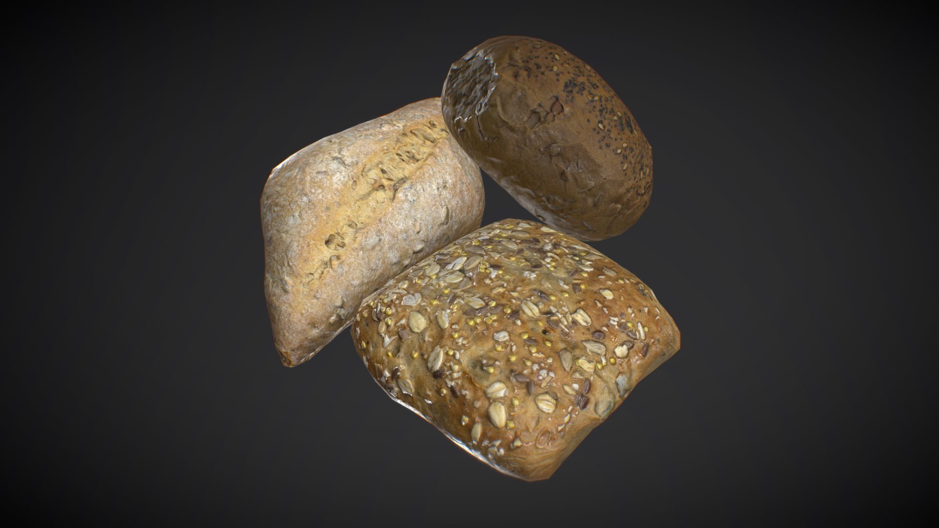 Bread roll three pack - low poly photogrammetry - Buy Royalty Free 3D ...