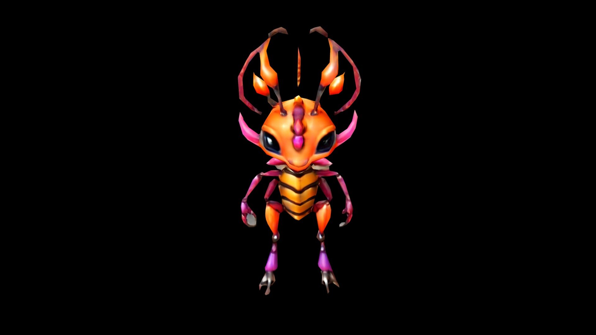 Image of a stylized horned creature with orange - Download Free 3D ...