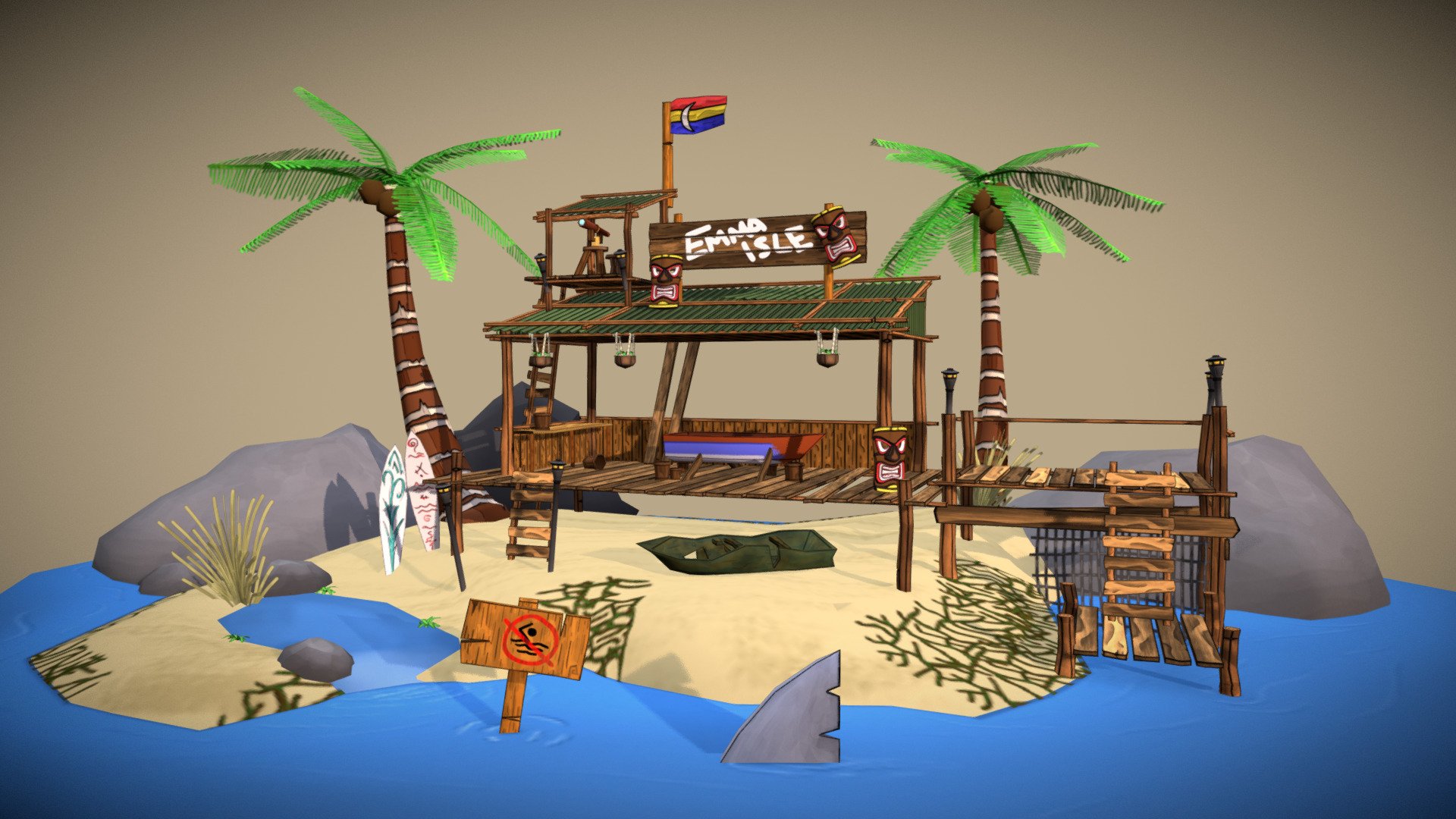 Hawaiian Diorama - 3D model by MAR-3D [aef5bf5] - Sketchfab
