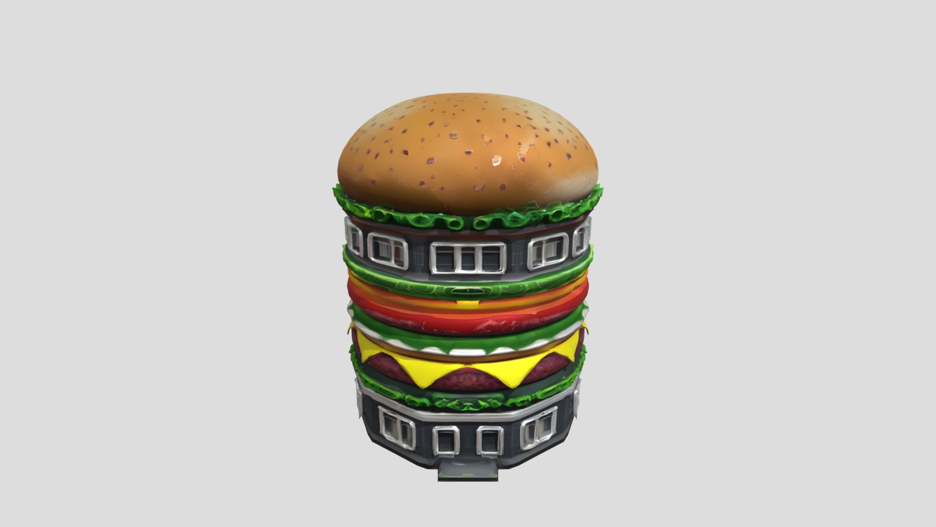 Burger-shaped building - 3D model by vr9364594 [aef5c50] - Sketchfab