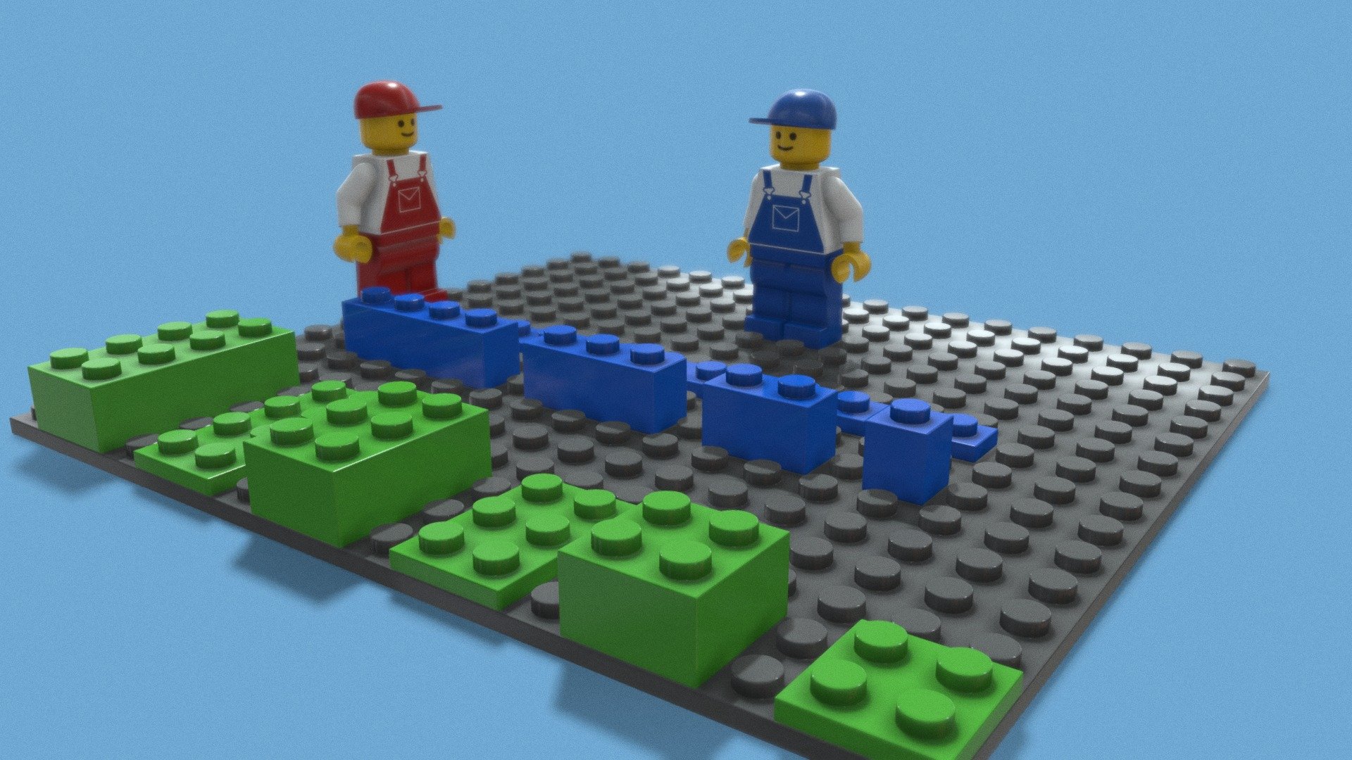 Build ready platform with a selection of bricks - 3D model by Lycortas ...