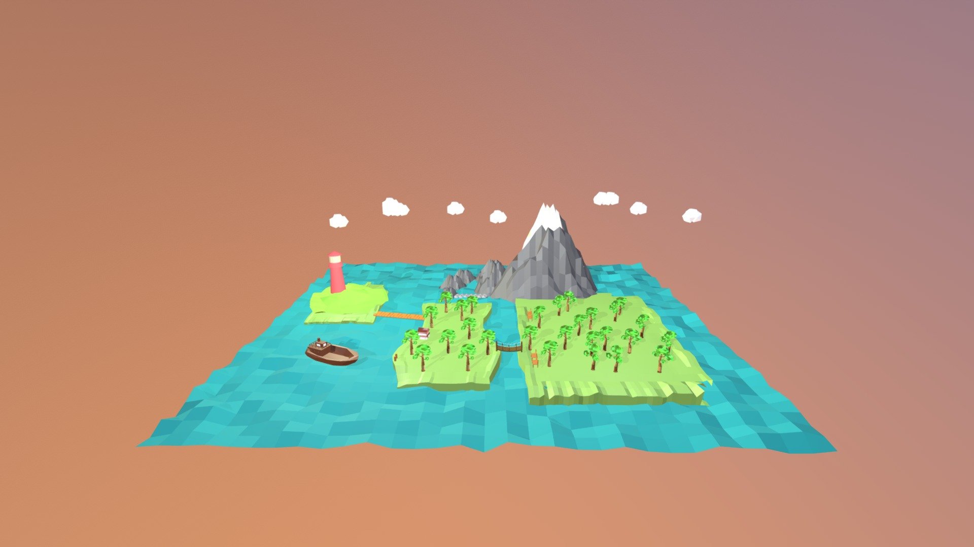 low poly island - 3D model by elmira [aefff1c] - Sketchfab